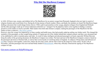 Mayflower Compact Research Paper | PDF