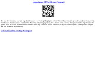 Mayflower Compact Research Paper | PDF