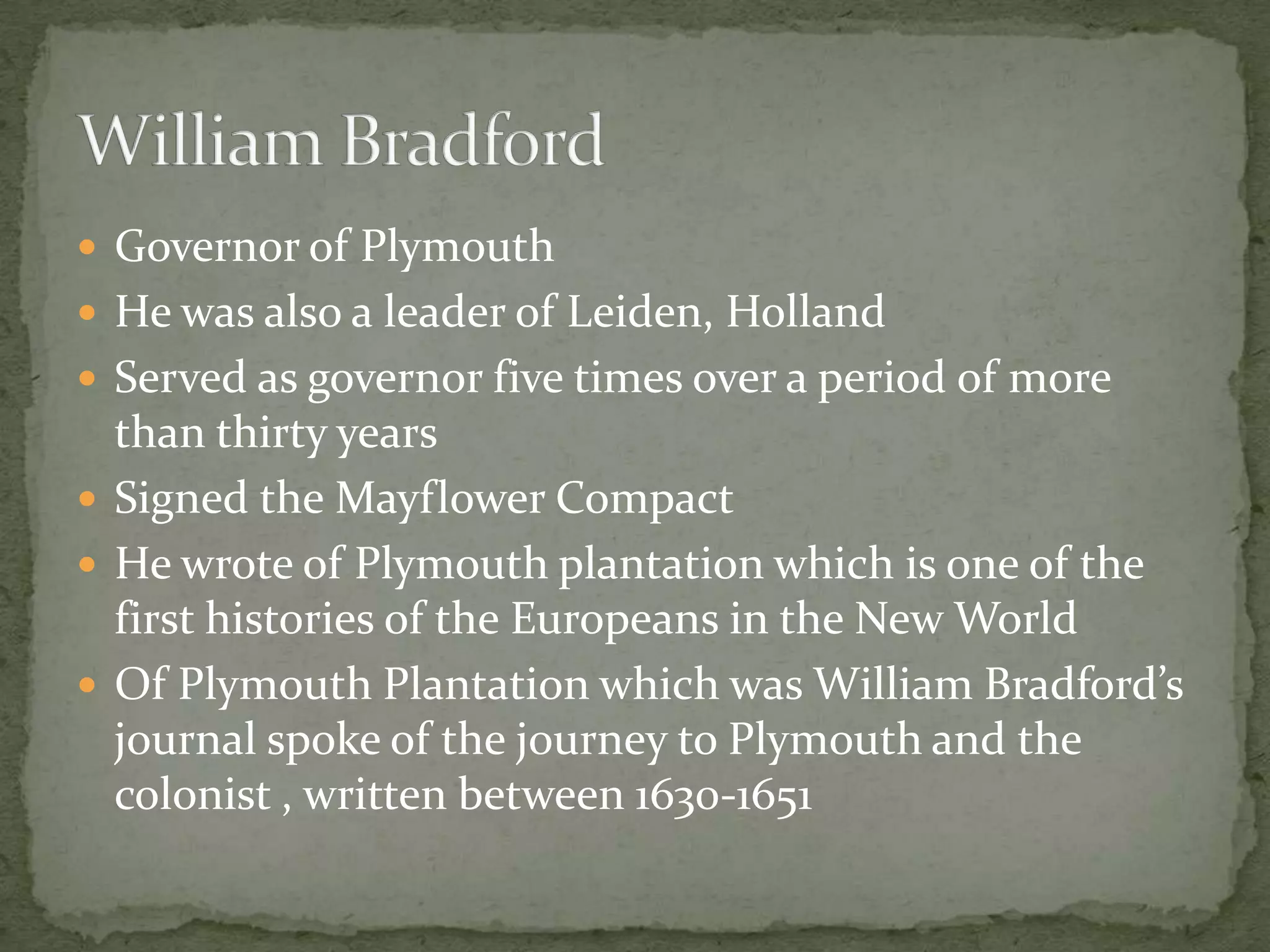 Mayflower, plymouth, and william bradford | PPTX | Travel