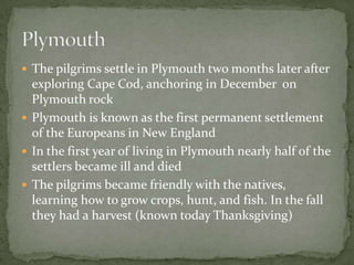 Mayflower, plymouth, and william bradford | PPTX