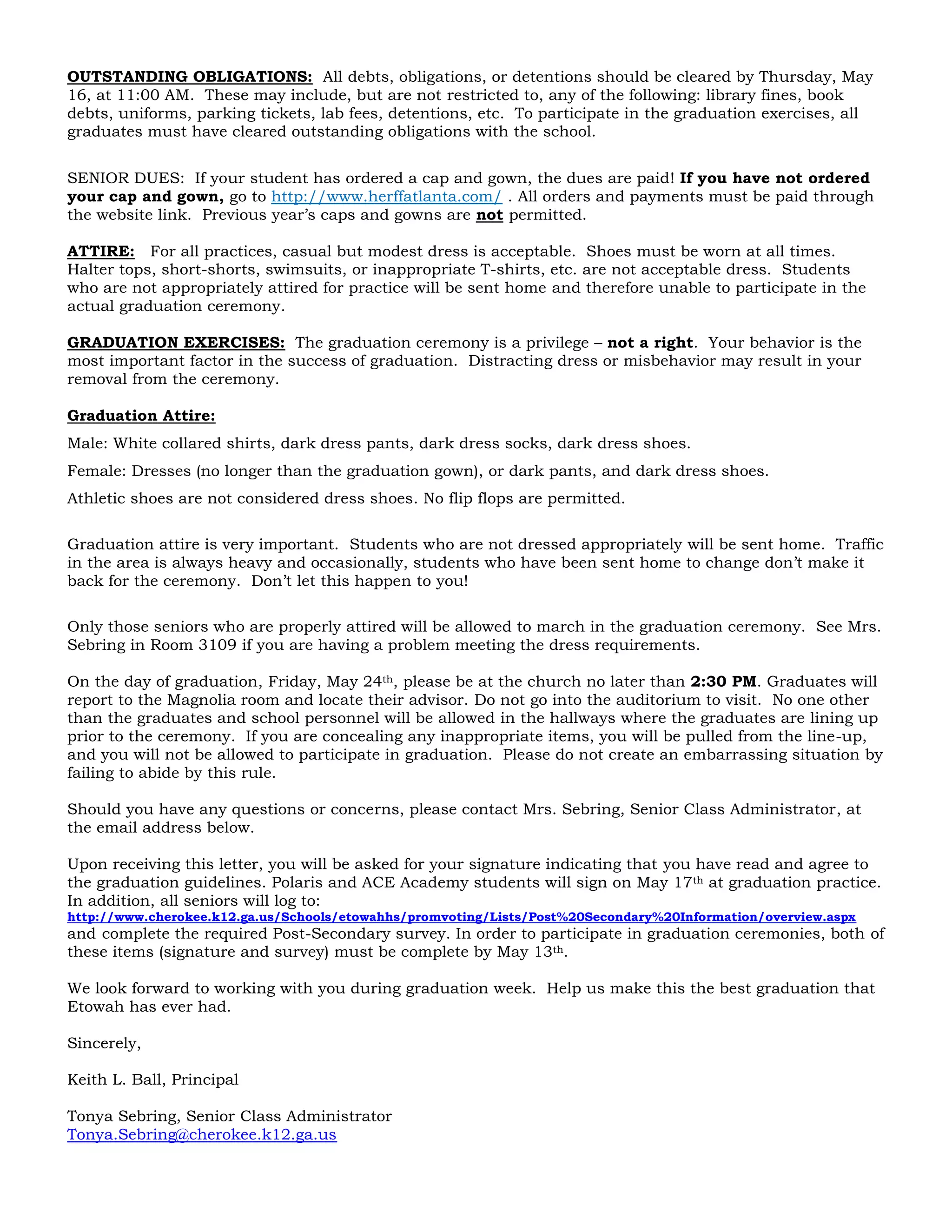 Graduation Guidelines - Class of 2013 | PDF