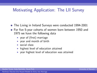 Nonlinear Discrete-time Hazard Models for Entry into Marriage | PPT