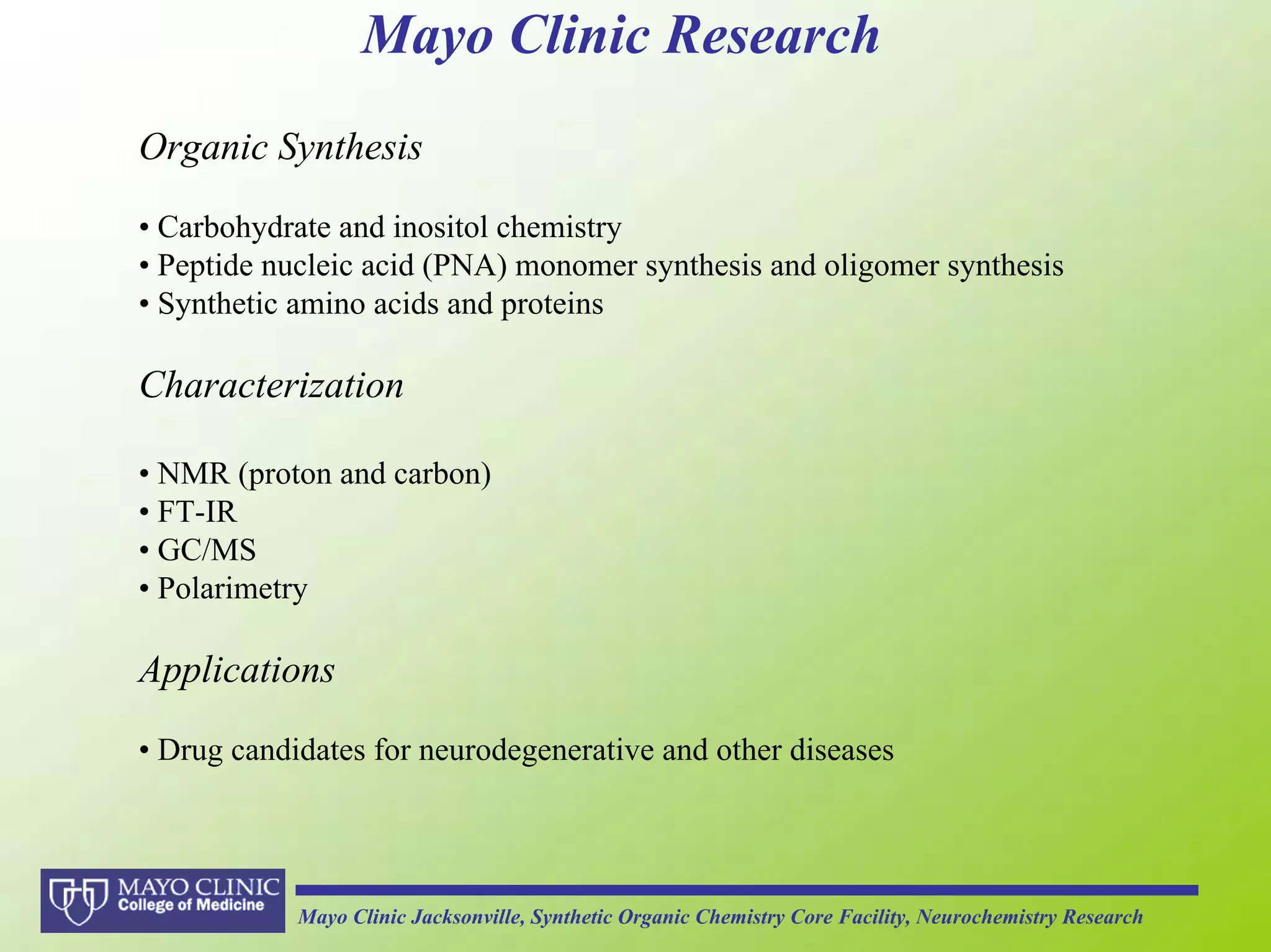 Postgraduate Research @ Mayo Clinic Jacksonville | PPT