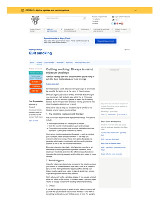 Quitting smoking: 10 ways to resist tobacco cravings | PDF