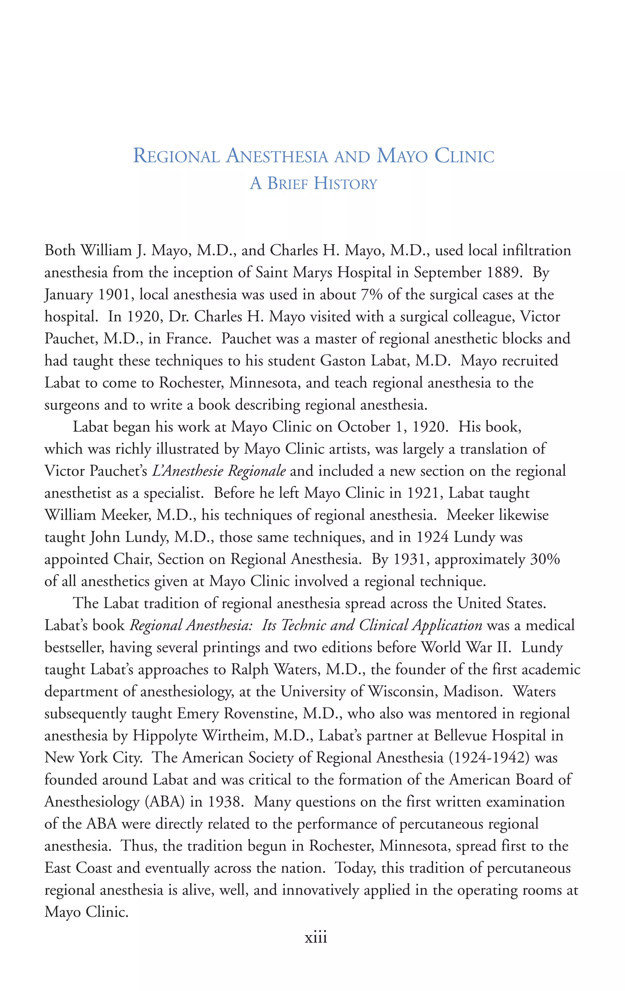 Mayo clinic analgesic pathway peripheral nerve blockade | PDF