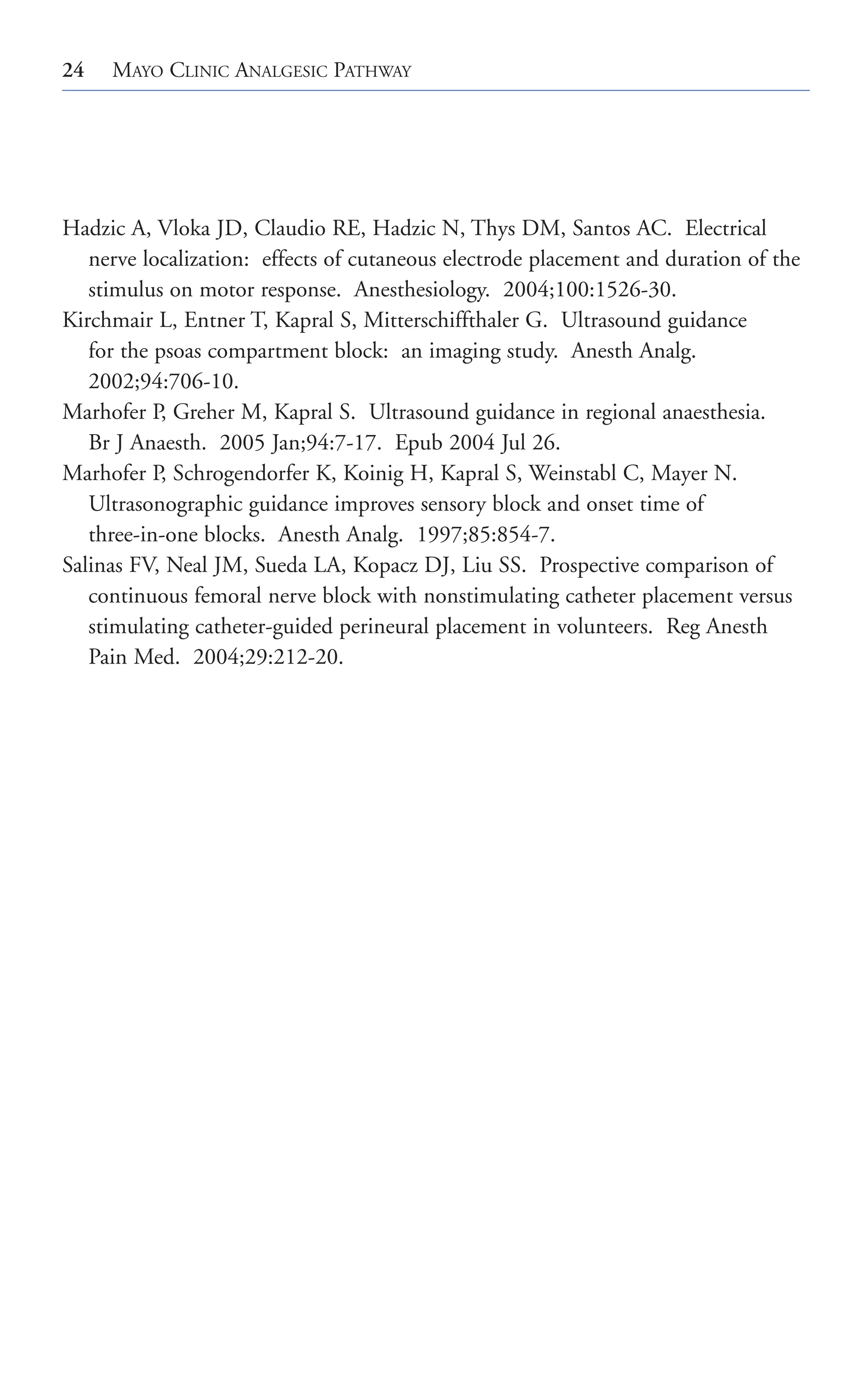 Mayo clinic analgesic pathway peripheral nerve blockade | PDF