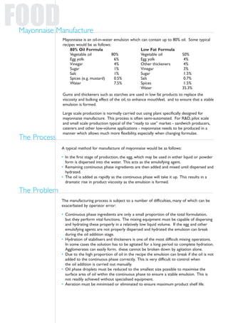Food Industry Case Study: Manufacturing Mayonnaise | PDF