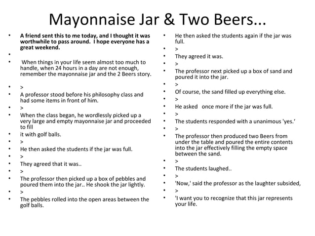 Mayonnaise Jar & Two Beers | PPT