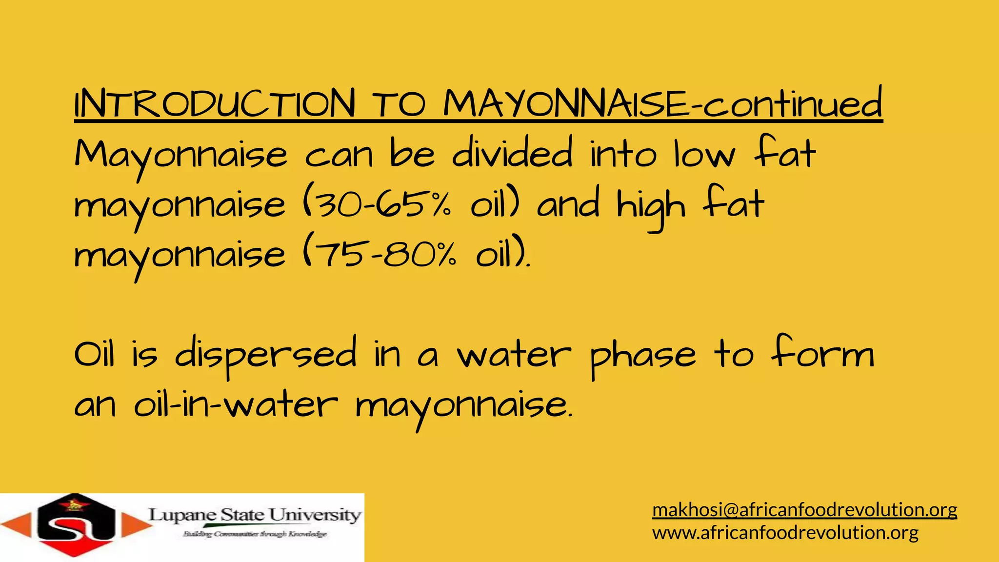 Mayonnaise production | PDF