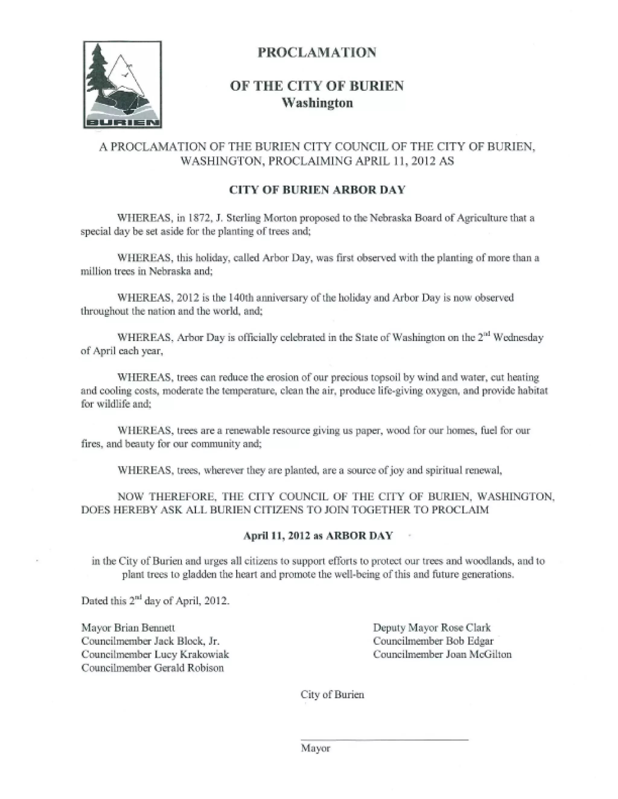 Mayor brian bennett burien, wa 2012 | PDF