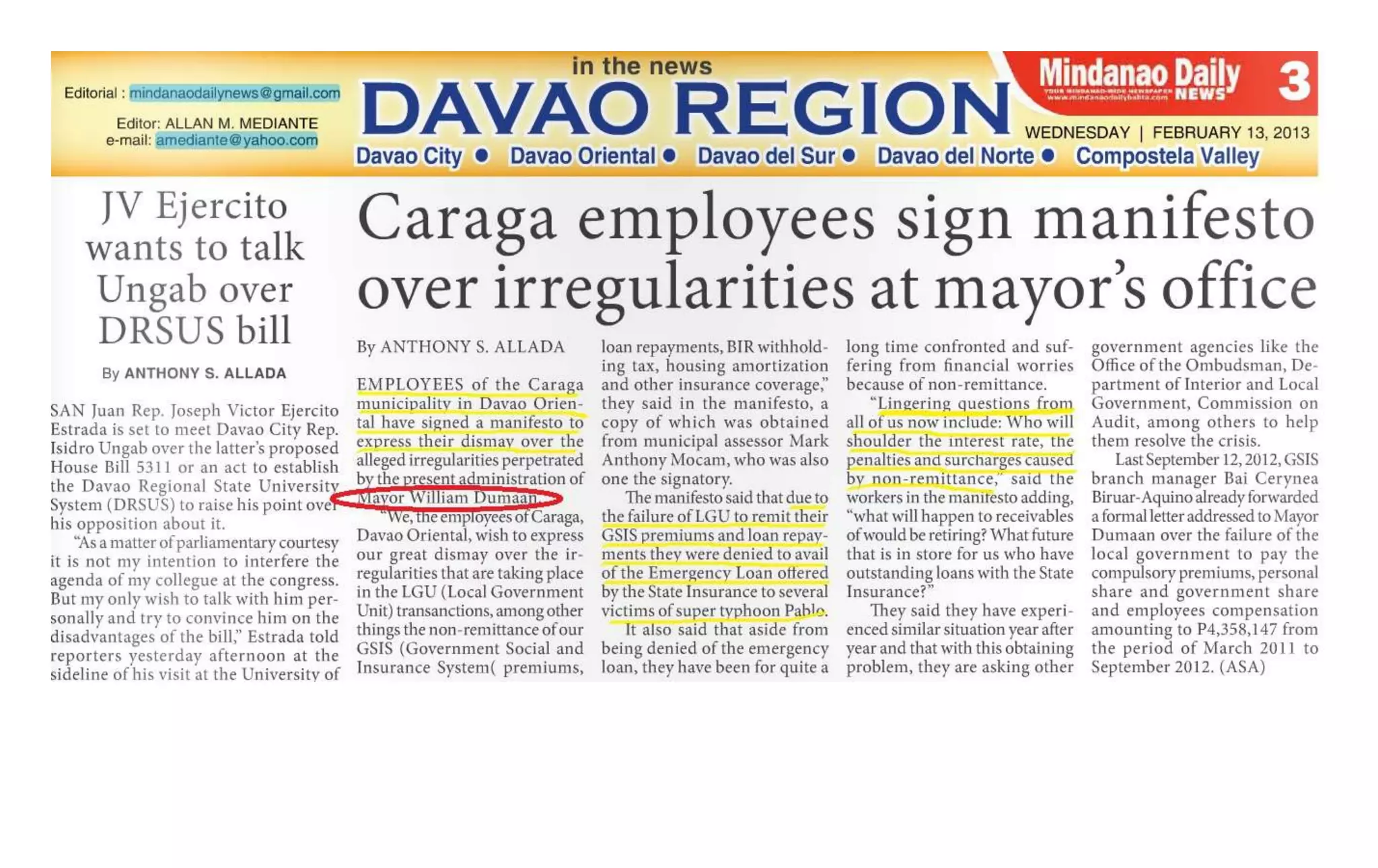 Mayor william dumaan | DOCX