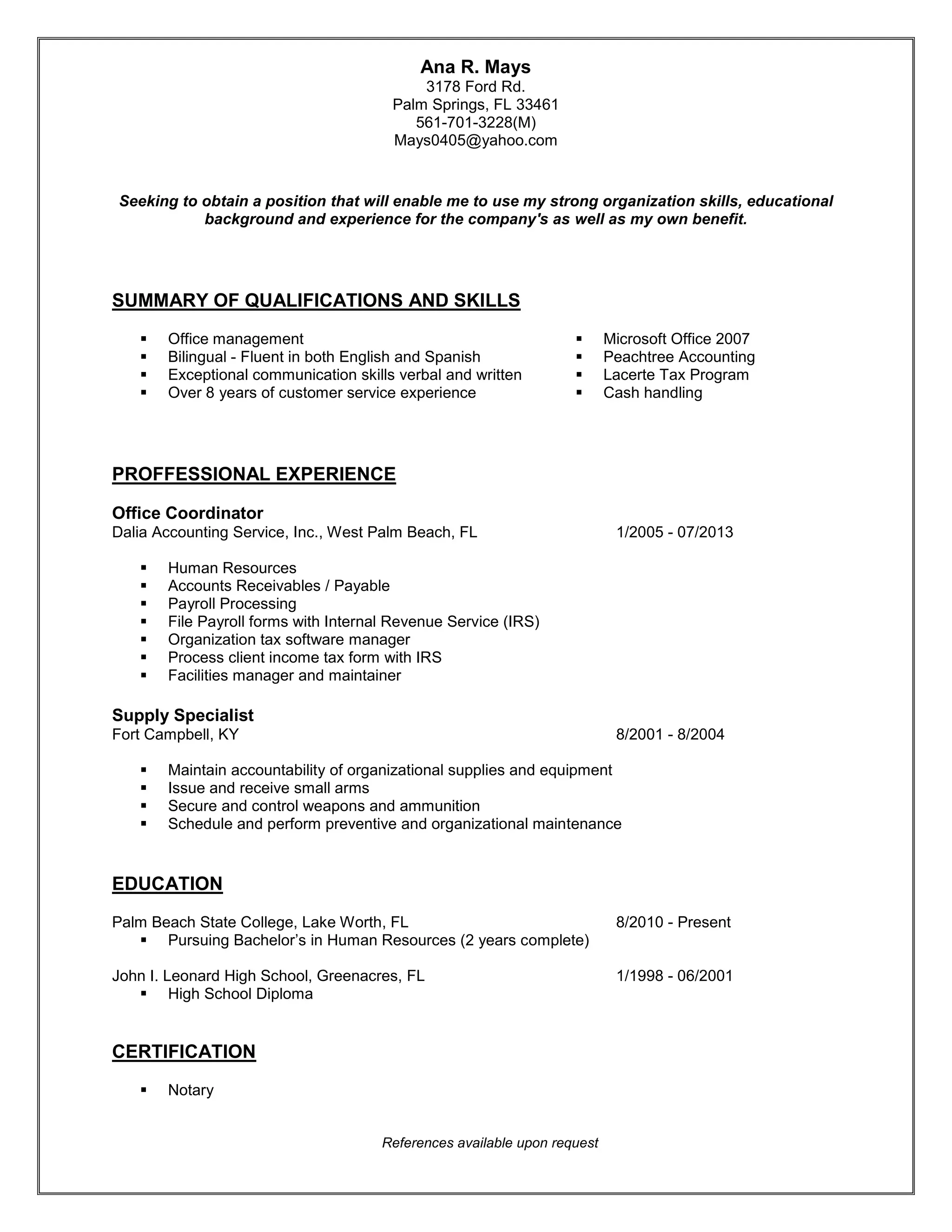 Mays, ana resume | PDF