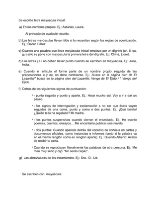 Mayúsculas y puntuación | RTF
