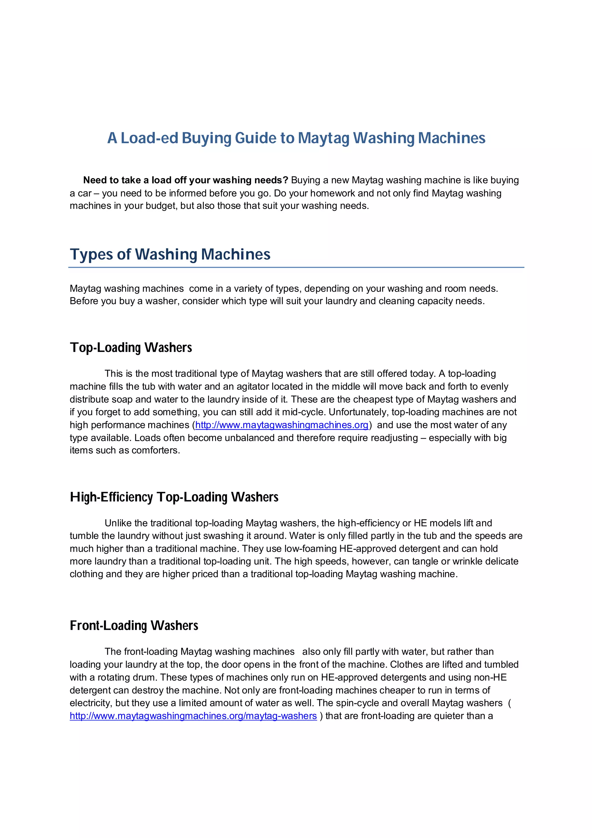 Maytag Washing Machines | PDF