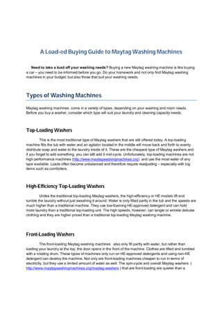 Maytag Washing Machines | PDF