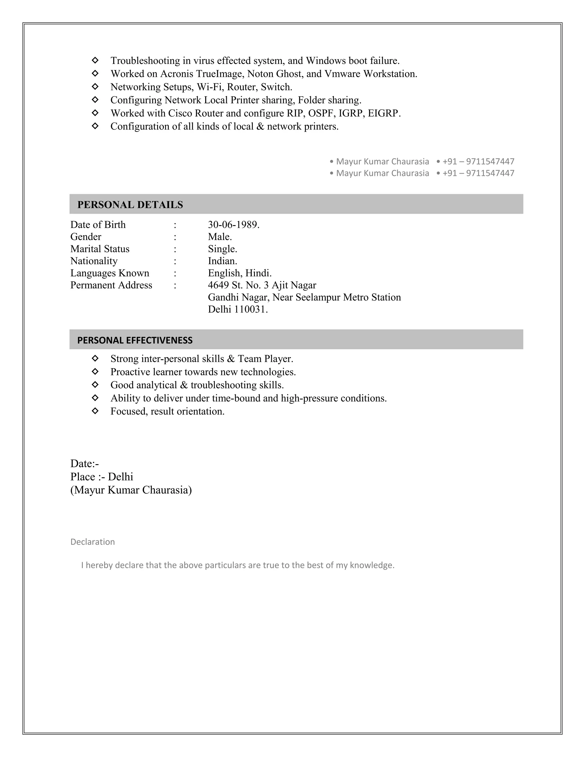 Mayur cv | DOC