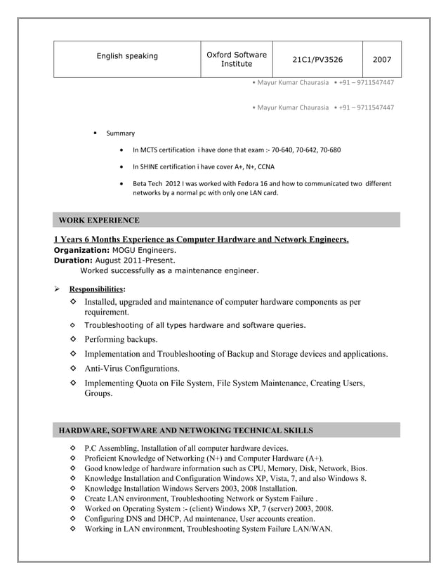 Mayur cv | DOC