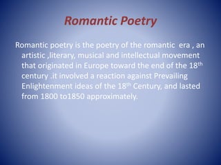 romantic literature | PPTX | Poetry | Books and Literature