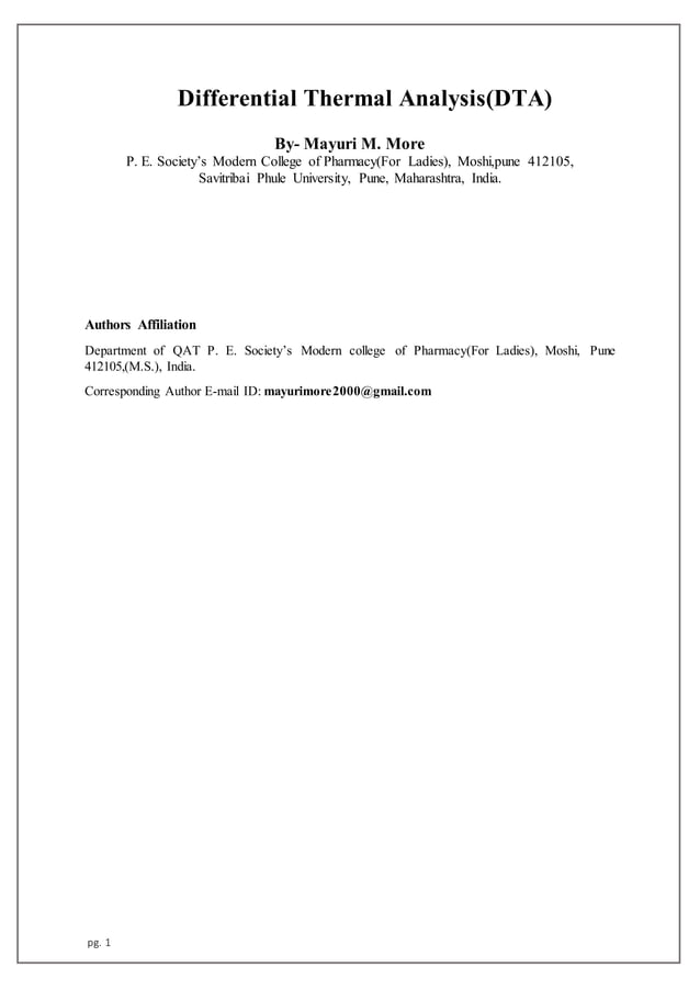 Differential Thermal Analysis(pdf) | PDF Differential Thermal Analysis(pdf) | PDF