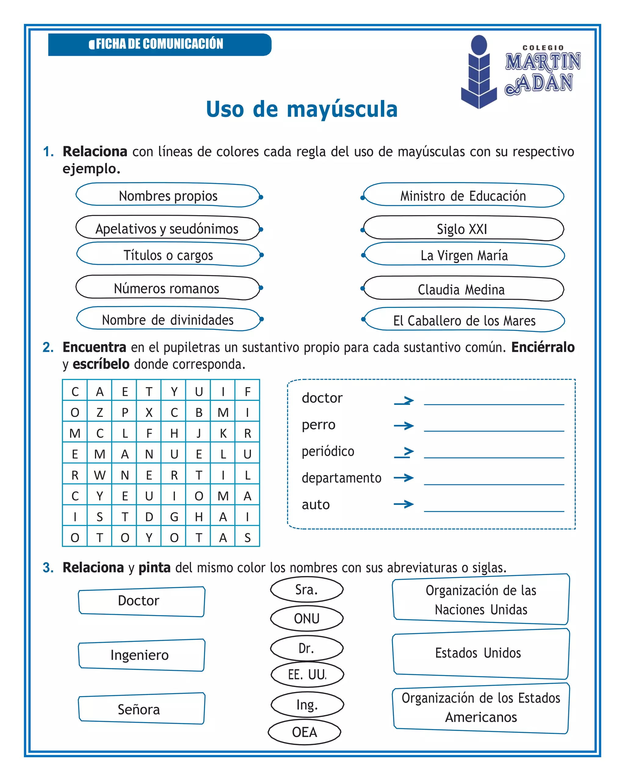 Hojas De Trabajo Sobre Mayúsculas En Títulos