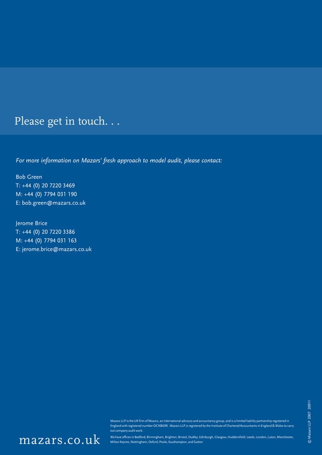 Mazars Model Audit Methodology | PDF