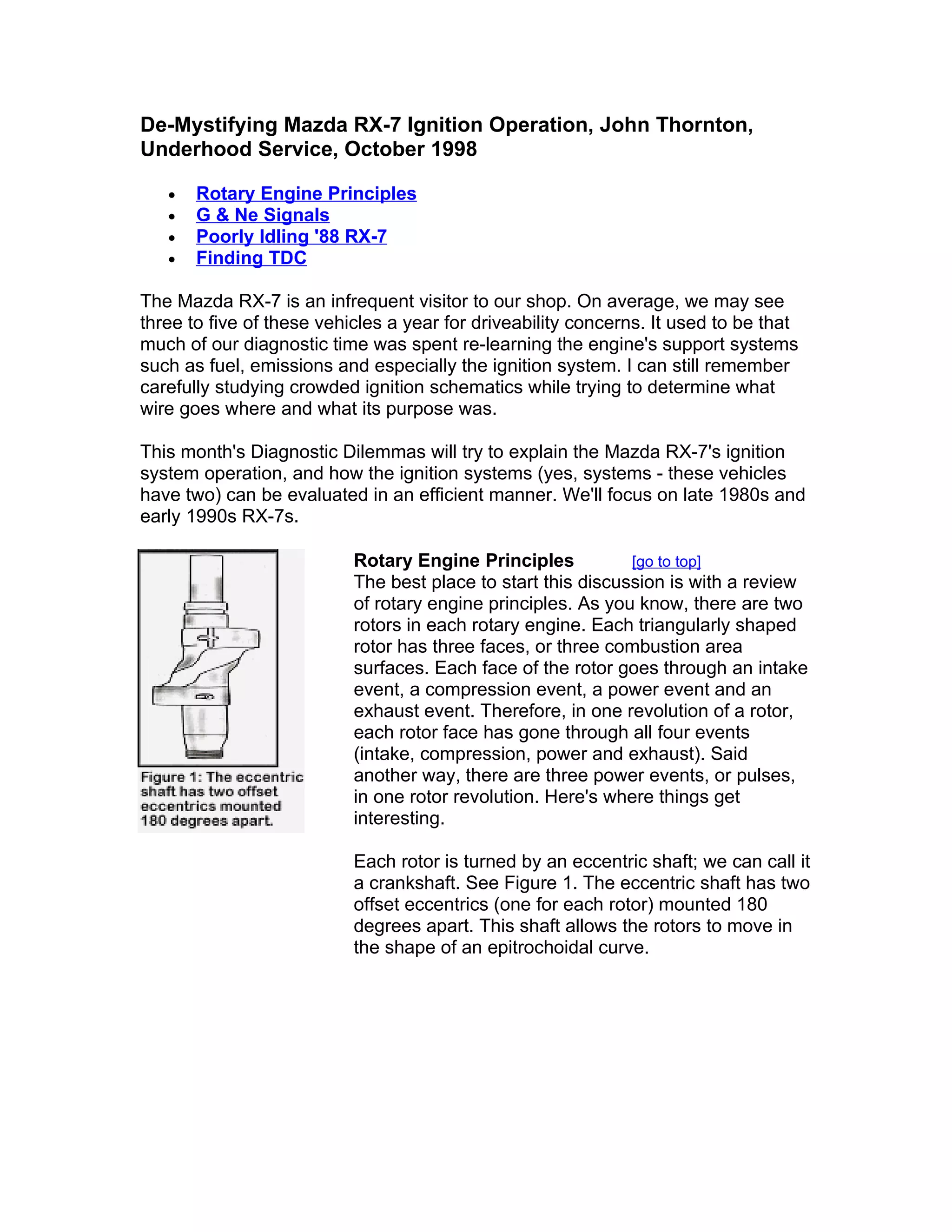 Mazda Rx7 Ignition Operation | DOC | Motorcycles | Automotive