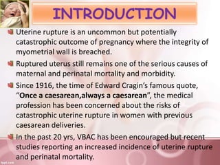 A Study On Rupture uterus In Women with Previous Caesarean Sections | PPT