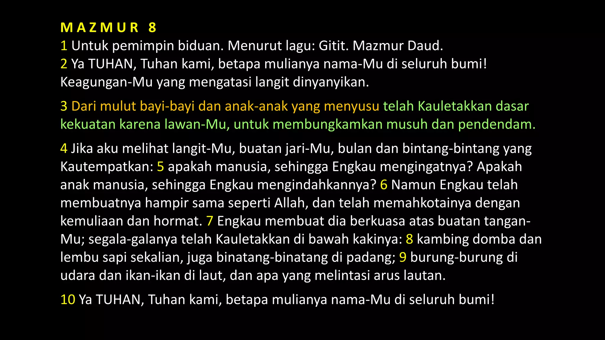 The Greatest Masterpiece (Psalm 8) | PPTX