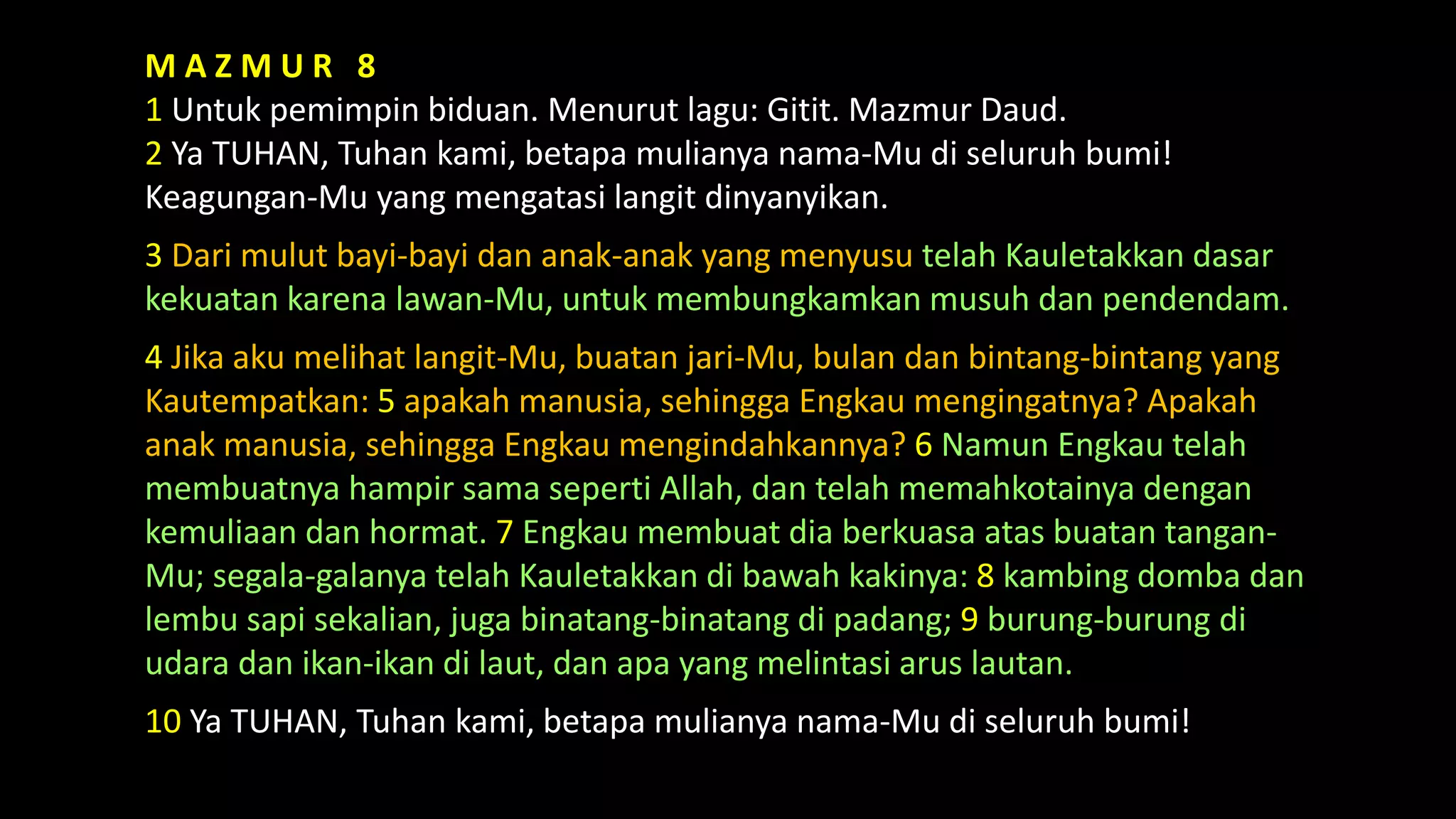 The Greatest Masterpiece (Psalm 8) | PPTX