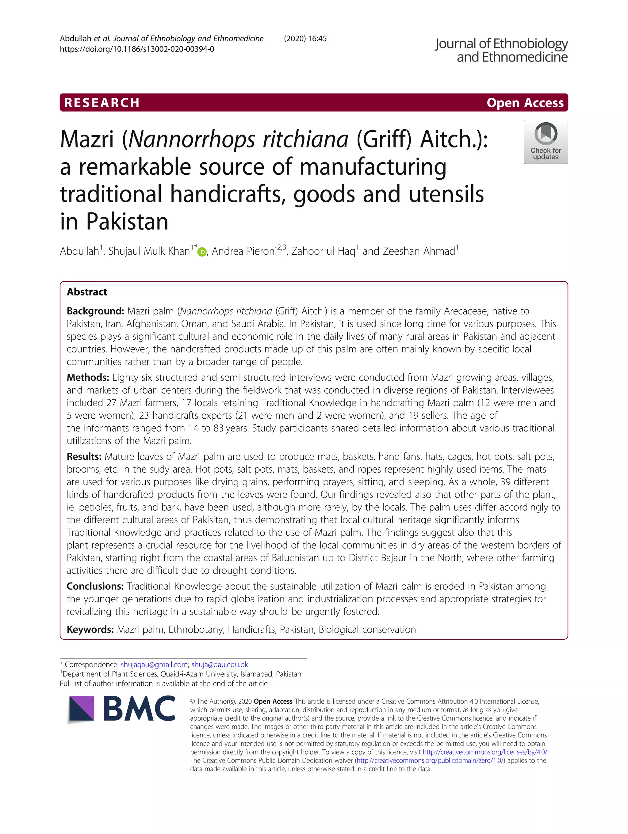 Mazri (nannorrhops ritchiana (griff) aitch.) a remarkable source of ...