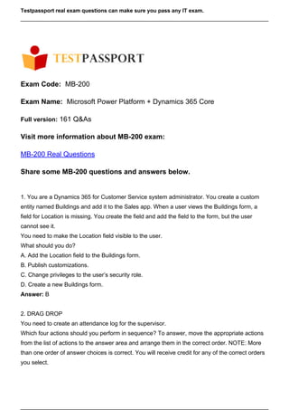 2020 Updated Microsoft MB-200 Questions and Answers | PDF