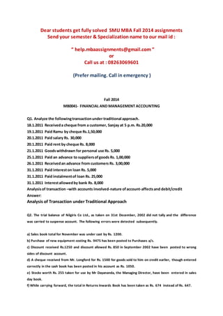 Mb0041 financial and management accounting | DOCX