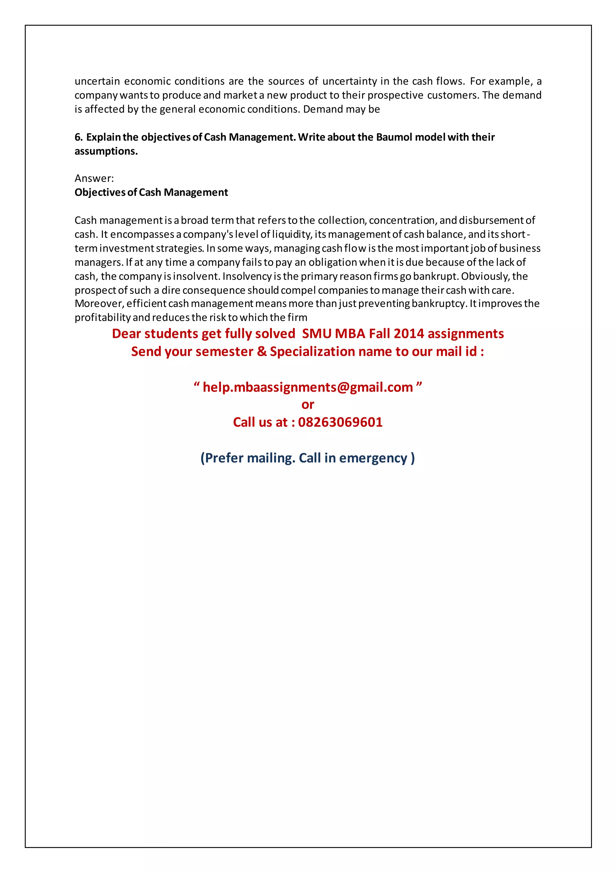 Mb0045 financial management | DOCX