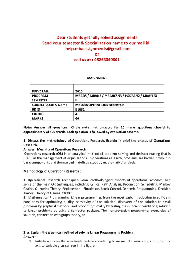 Mb0048 operations research | PDF