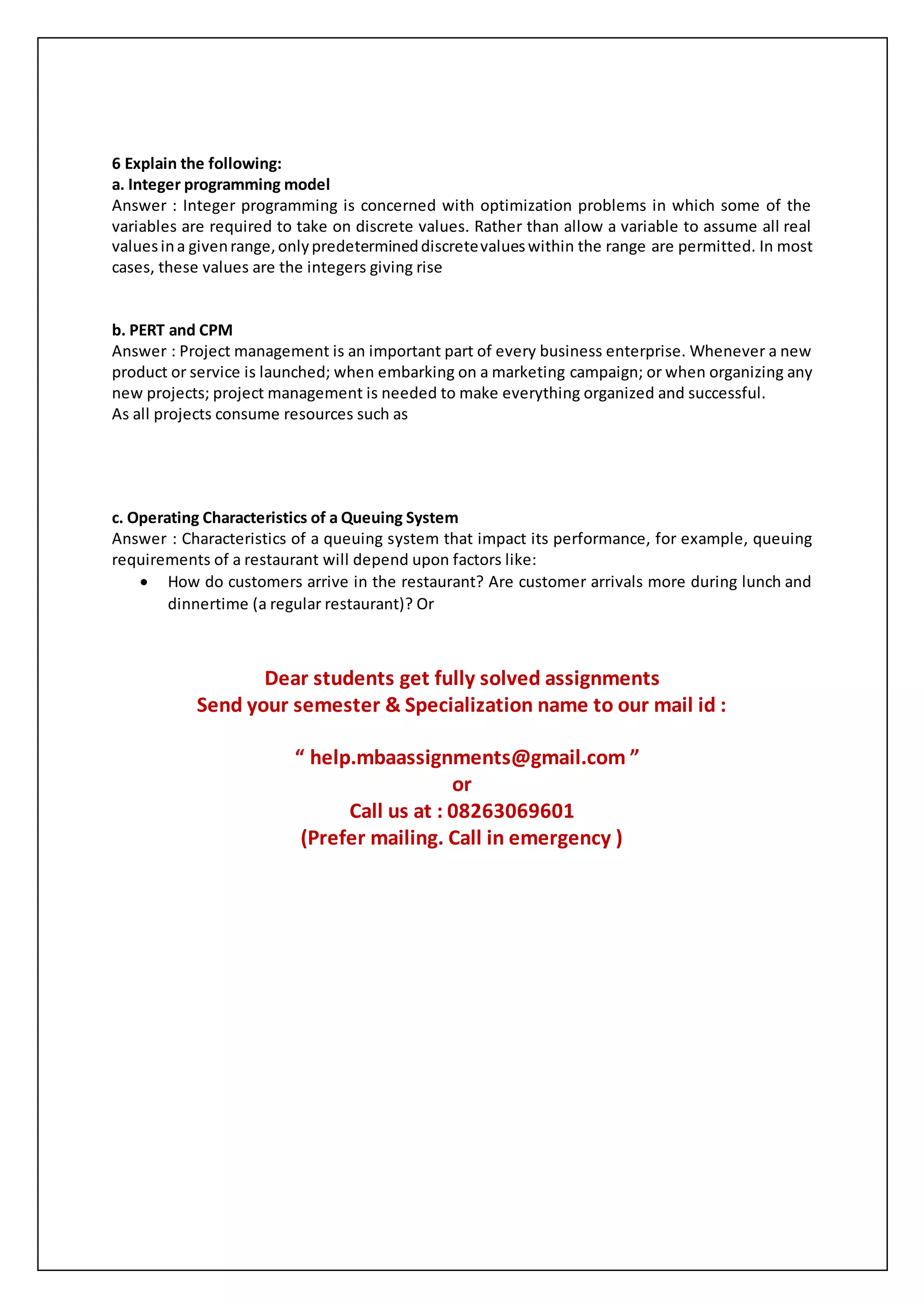 Mb0048 operations research | PDF