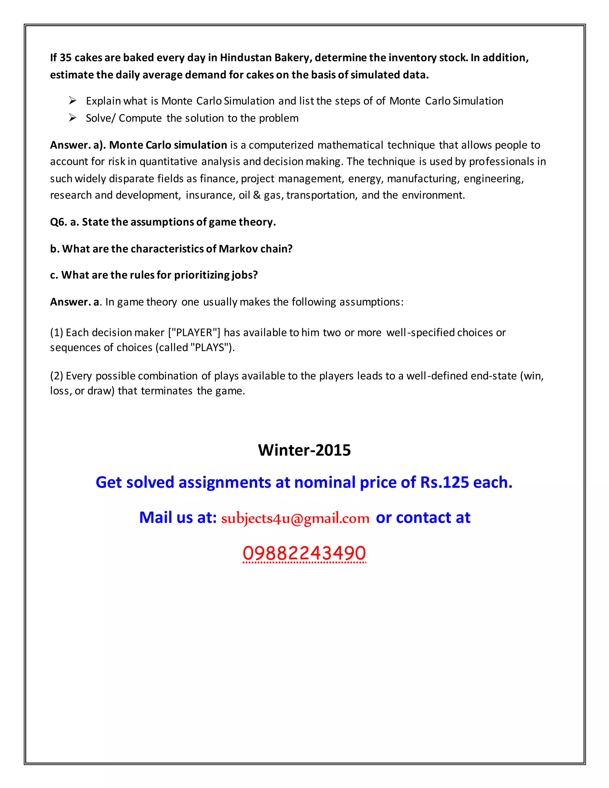 Mb0048 operations research | PDF