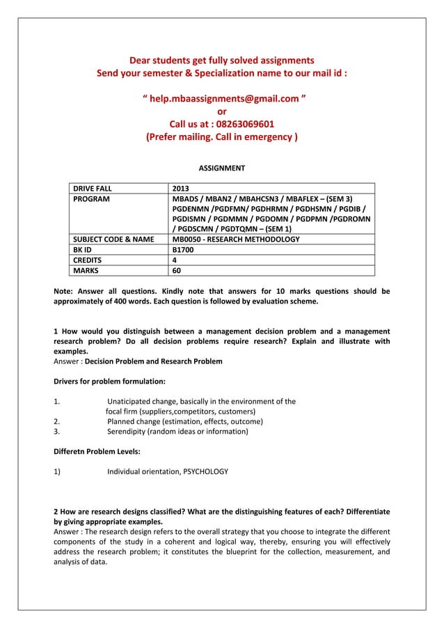 Mb0050 research methodology | DOCX