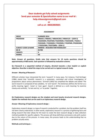 Mb0050 research methodology | DOCX