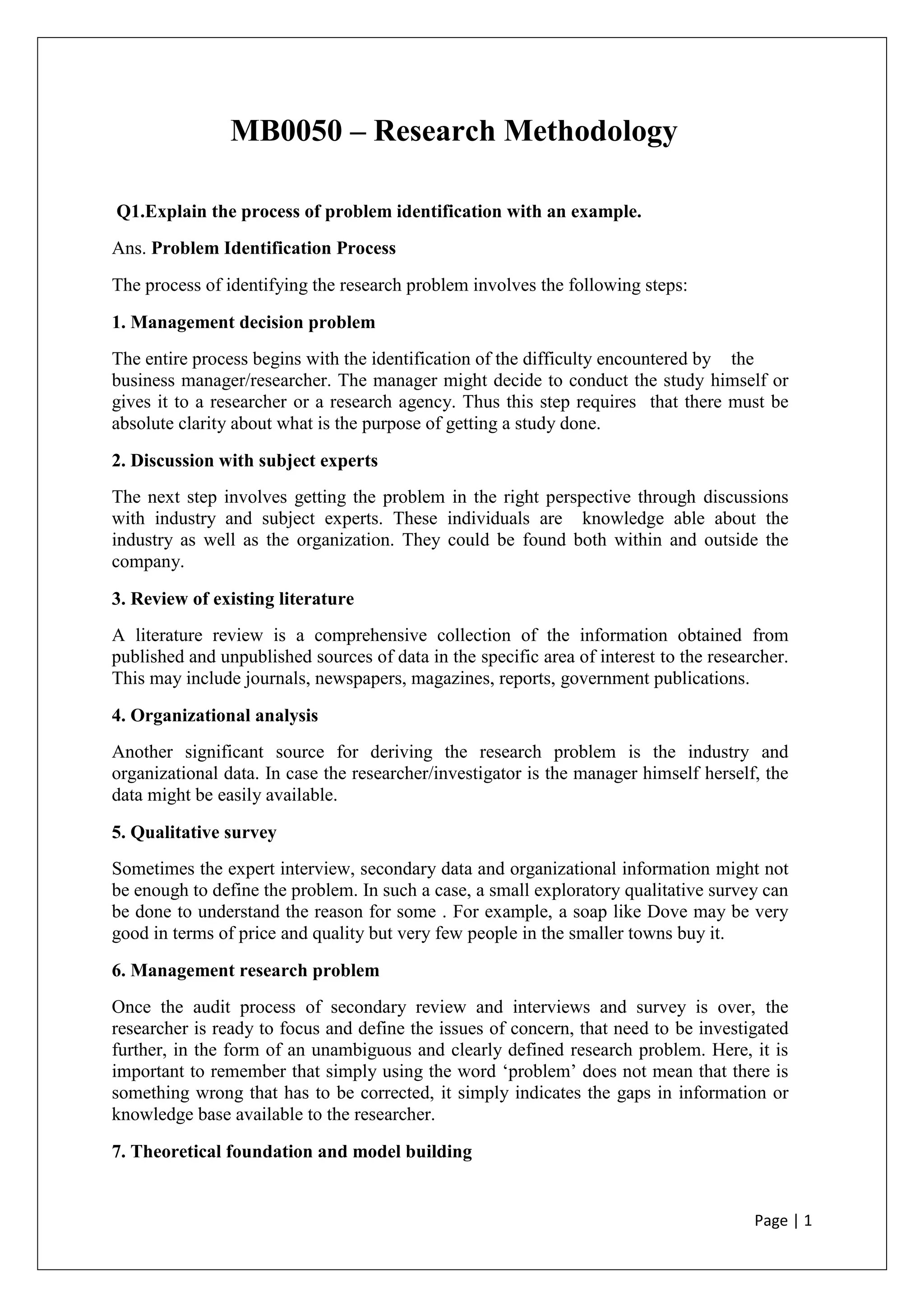 SUM sem 3 Mb0050 – research methodology | PDF