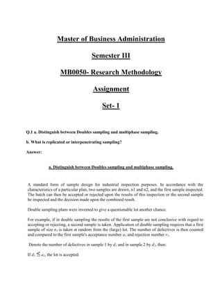 Mb0050 “research methodology answer | DOCX