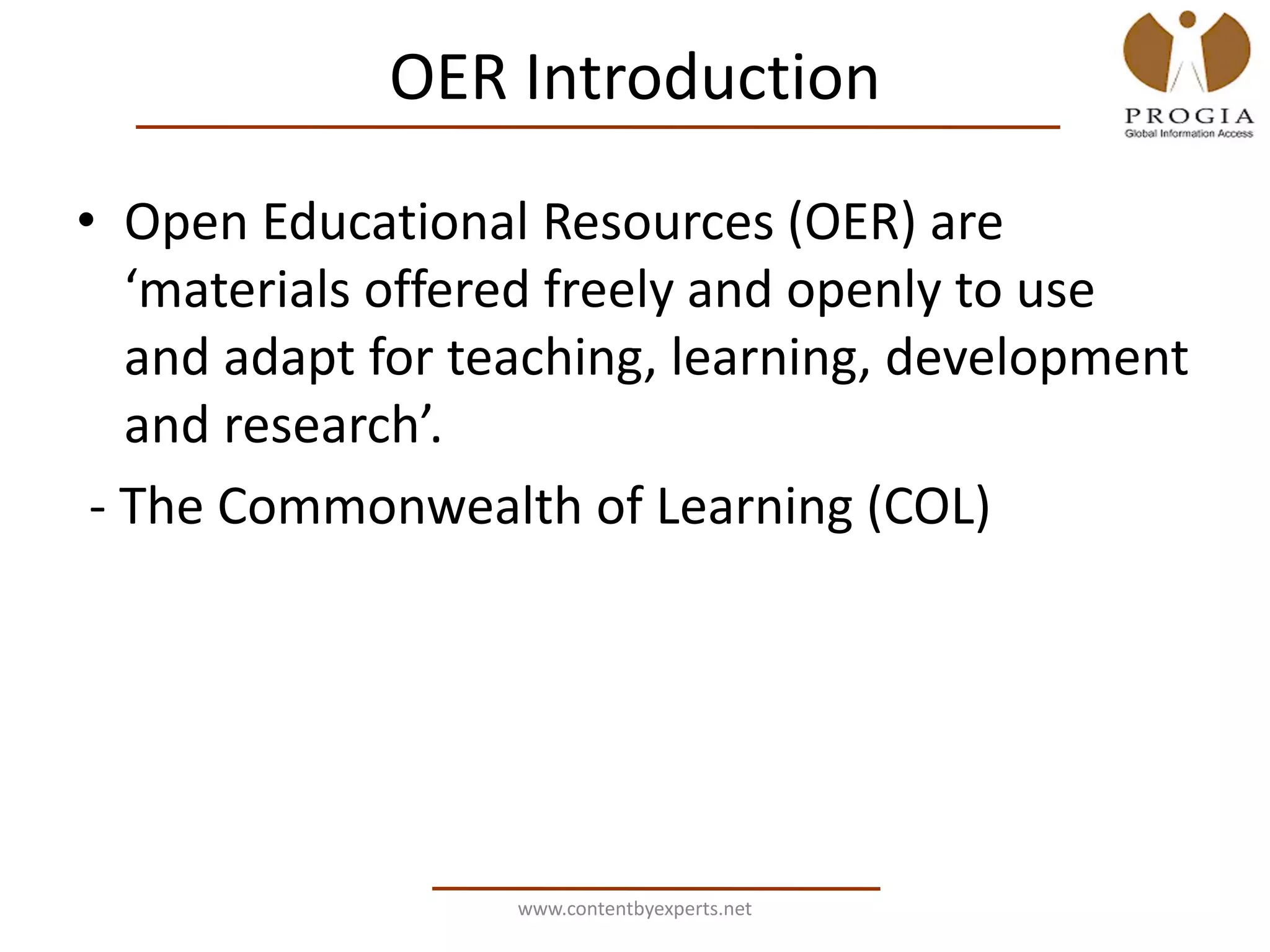Open educational resources (oer) for teaching and learning | PDF
