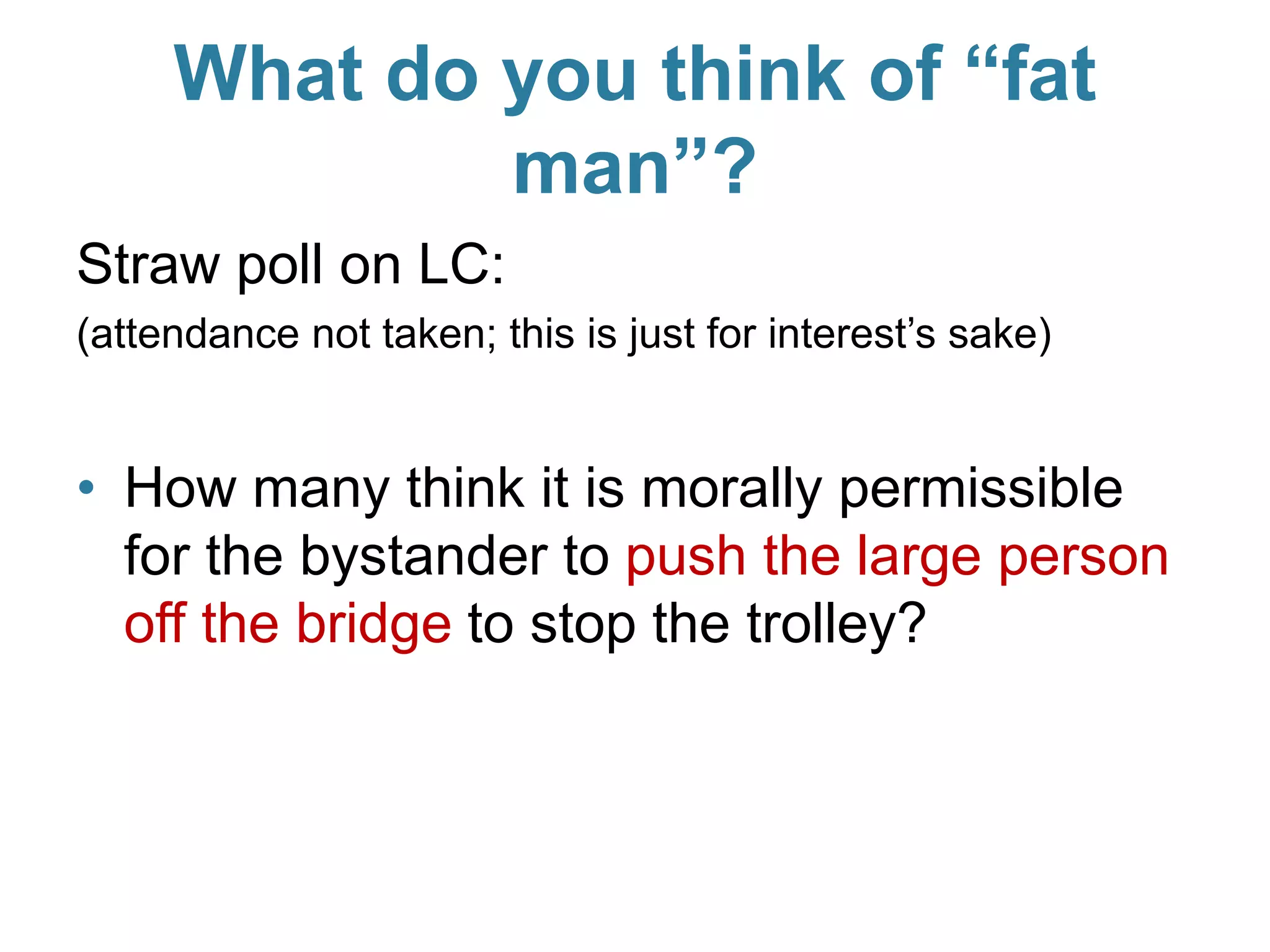 Judith Jarvis Thomson, "The Trolley Problem" (1985) | PPTX