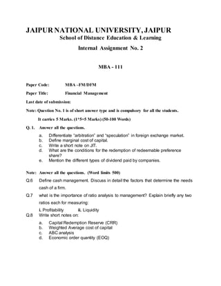 Mba 111-financial management | PDF