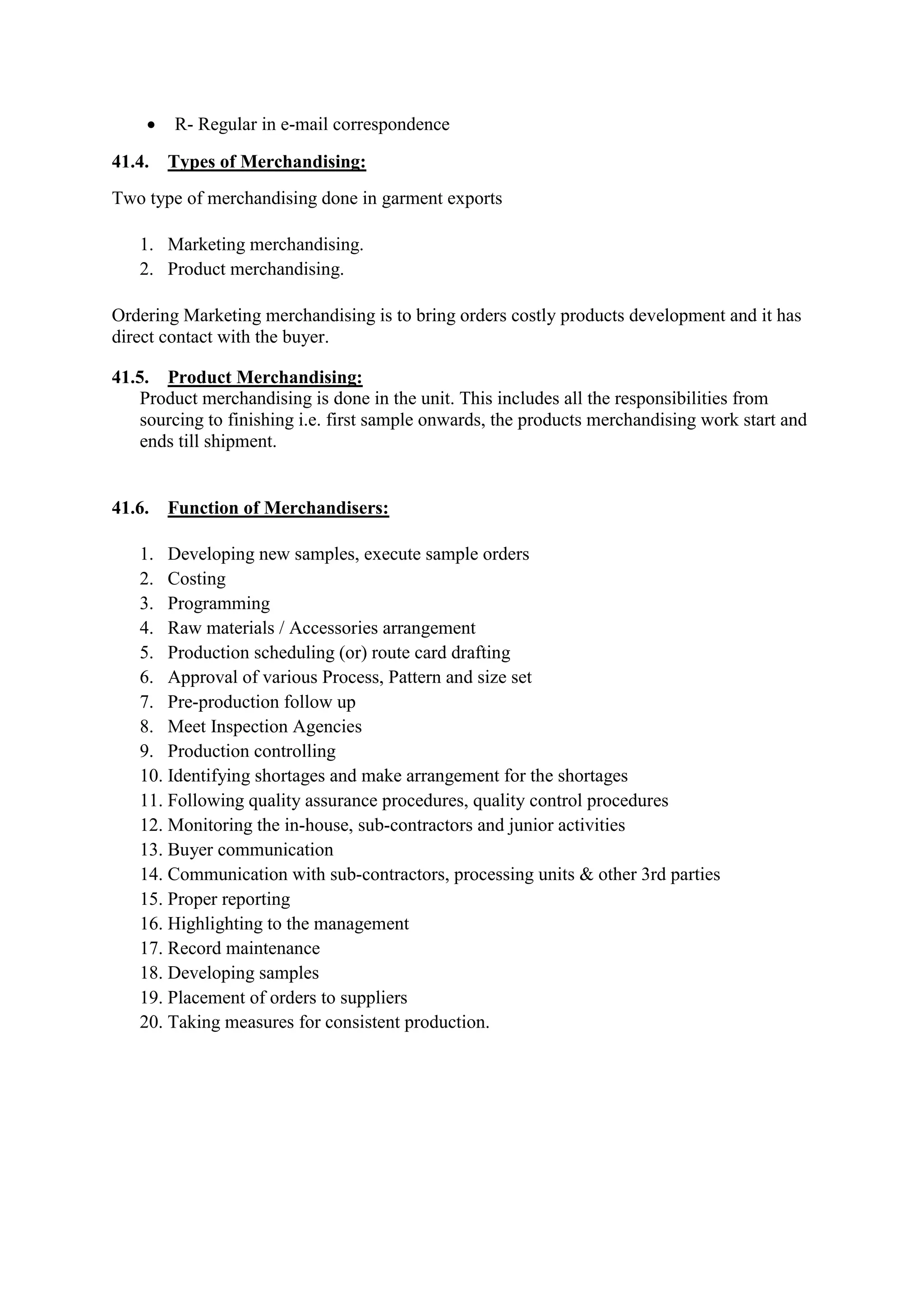 Proper Merchandising & Quality Management System in RMG Sector. | PDF