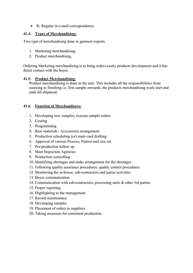 Proper Merchandising & Quality Management System in RMG Sector. | PDF