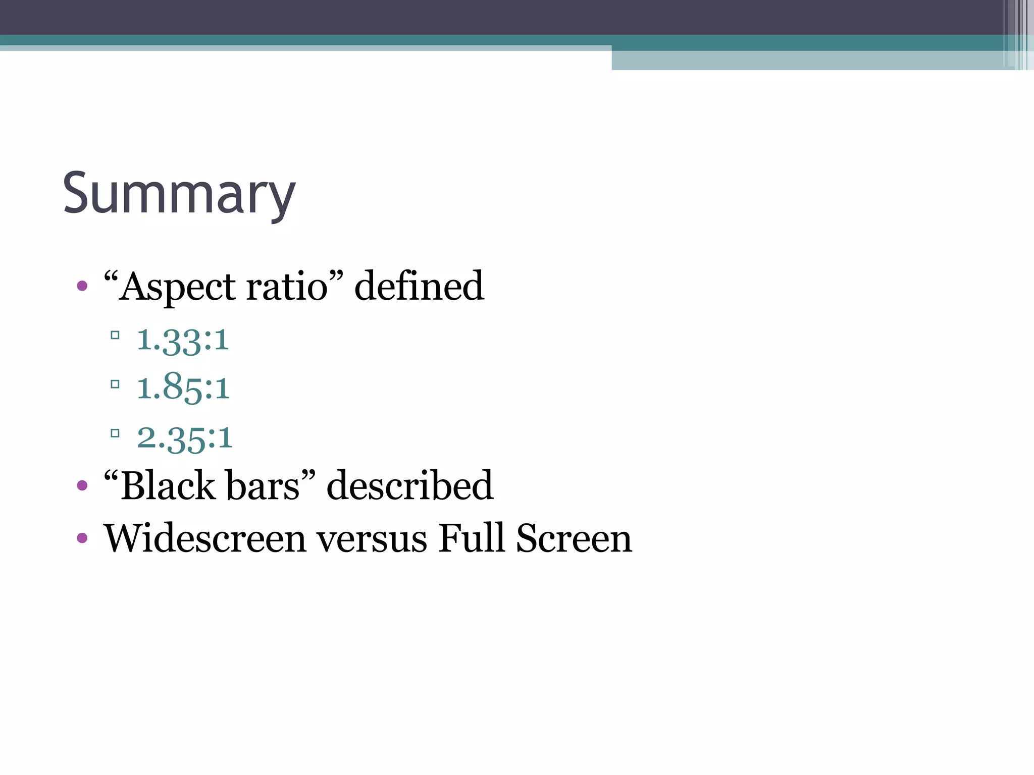 Mba 509 Understanding Aspect Ratios | PPT