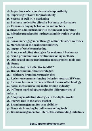 MBA Capstone Project Ideas | PDF