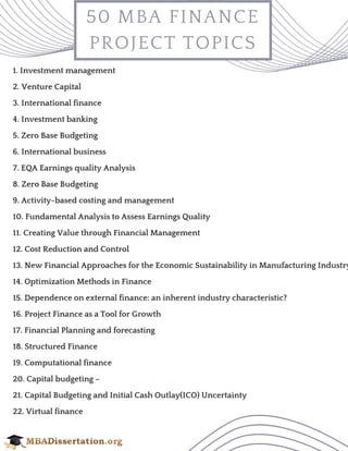 MBA Finance Project Topics | PDF