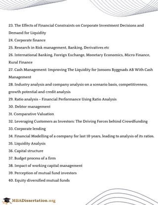 MBA Finance Project Topics | PDF