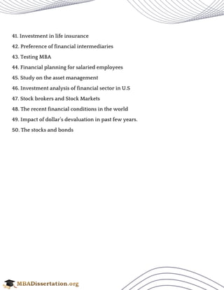 MBA Finance Project Topics | PDF